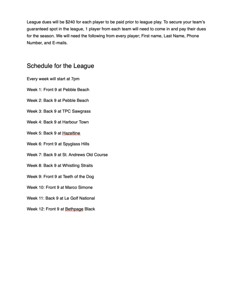 Leagues & Clubs – Pebble Brook Golf Course & Grill